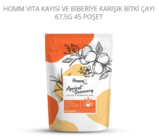 HOMM BİTKİSEL HOMM VITA KAYISI VE BİBERİYE KARIŞIK BİTKİ ÇAYI 67,5G 45 ...